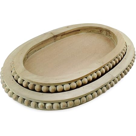 Amazon.com: Rustic Oval Wood Serving Tray for Coffee Table with Handle ...