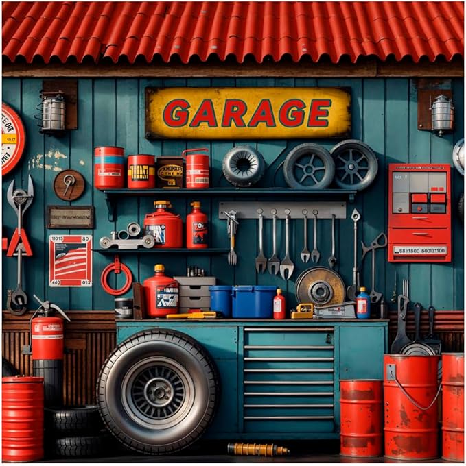 Amazon.com : Kate 8x8ft Garage Car Repair Backdrops for Photography ...