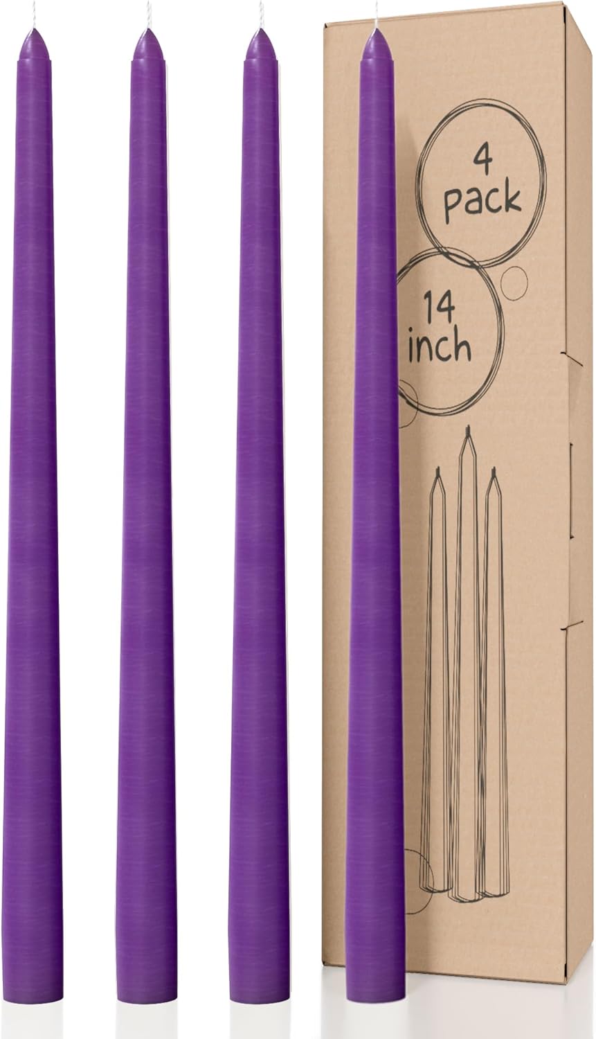Amazon.com: CANDWAX 14 inch Taper Candles Set of 4 - Tall Candles for ...