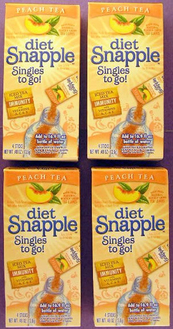 Diet Snapple Singles to Go Peach Tea 4 Packets Per Box (4 Pack) by ...