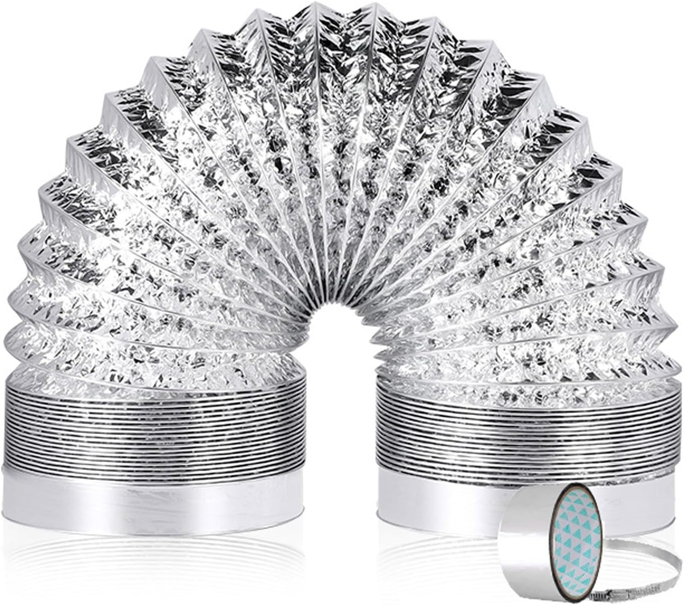 2 Layer Lightproof Flexible Aluminum Ducting Hose Silver Tumble Dryer ...