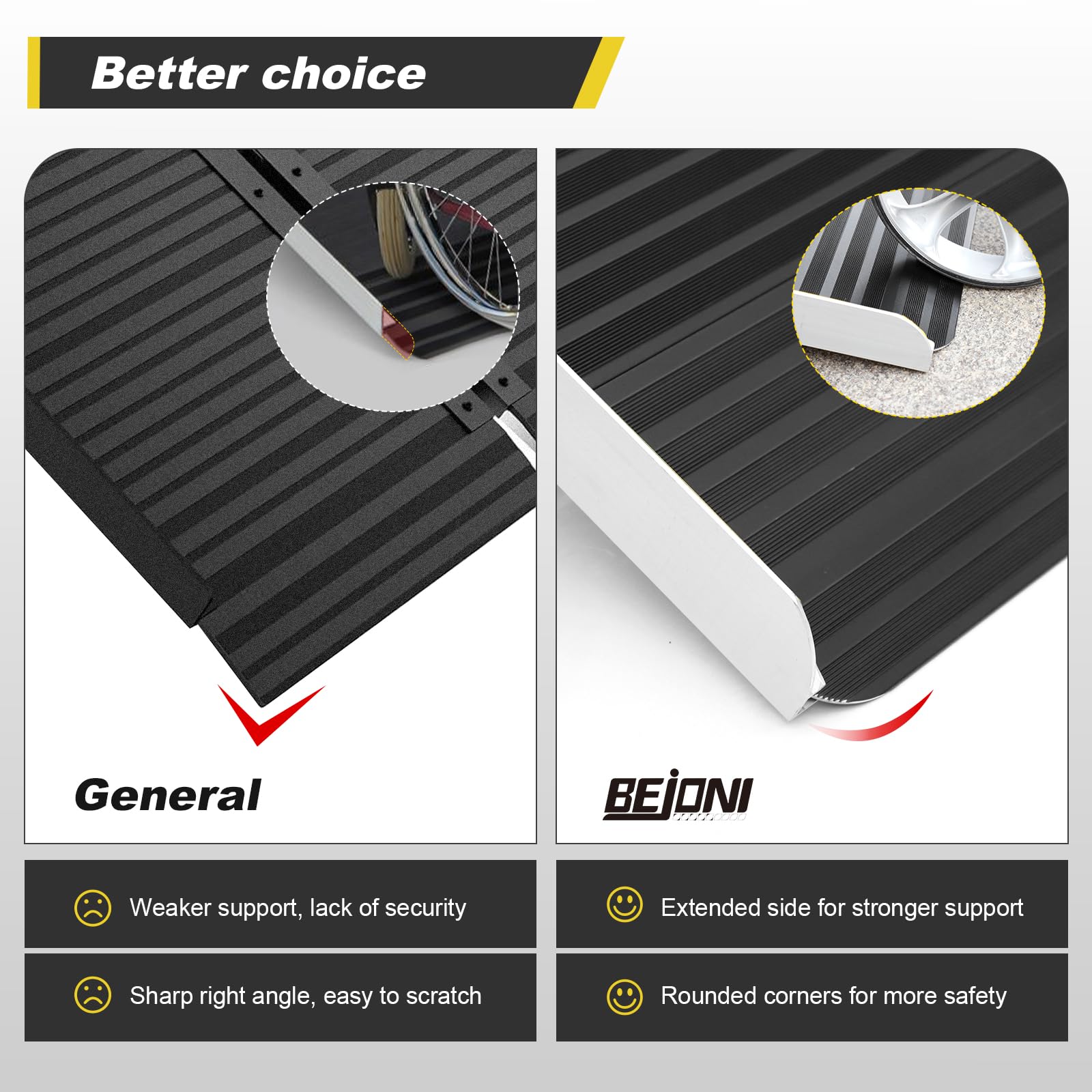 Snapklik.com : 2FT Black Folding Portable Wheelchair Ramp, Non-Slip ...