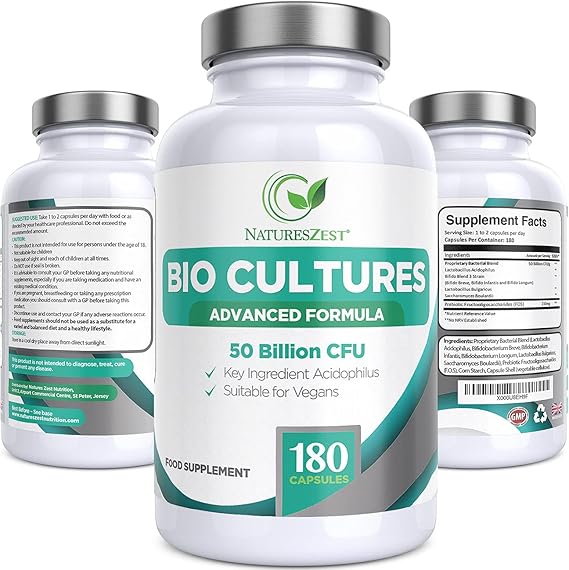 Bio Cultures Complex 50 Billion CFU Probiotics with Prebiotics - 180 ...