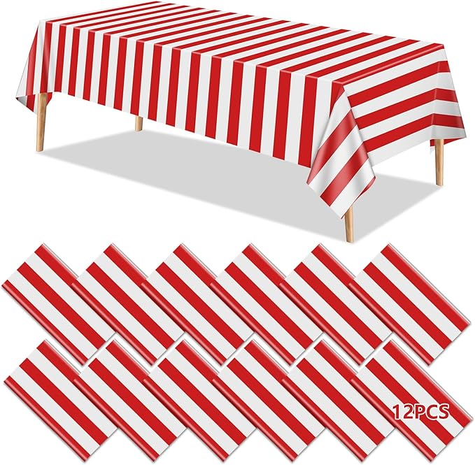 Amazon.com: PIXHOTUL 12 Pieces Carnival Table Cloths, Red and White ...