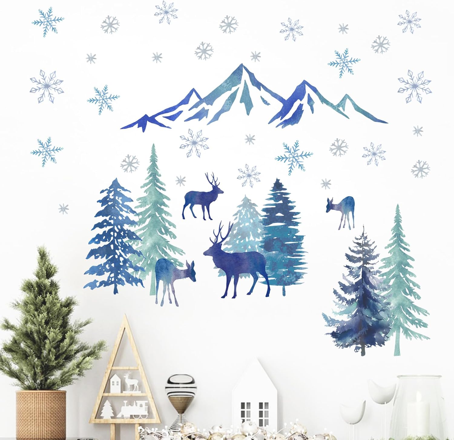 Amazon.com: Mfault Winter Wonderland Wall Decals Stickers, Watercolor ...