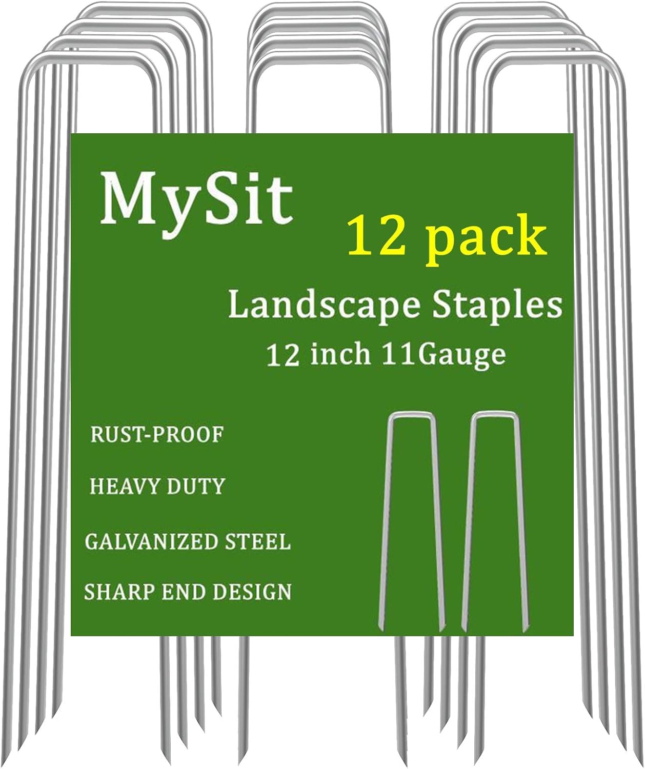 Amazon.com : MySit 12" Garden Stakes Pins Landscape Staples 11Ga Tent ...