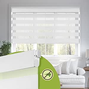 Amazon.com: MoDanCeQ No Drill No Tools Cordless Dual Layer Zebra Blinds for Windows, Blackout ...