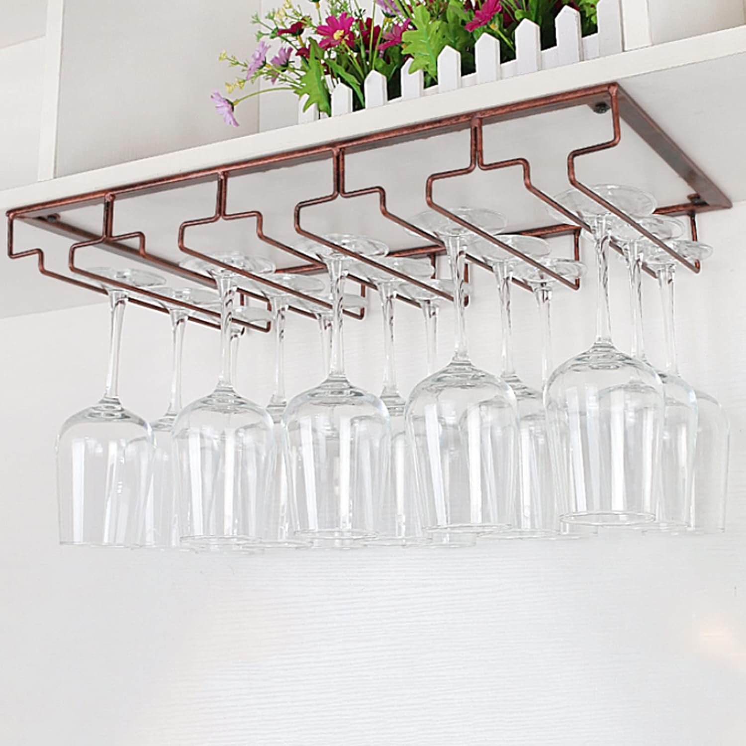 Amazon.com: 3-11 slots Wine Glass Rack, Under Cabinet Stemware Rack ...
