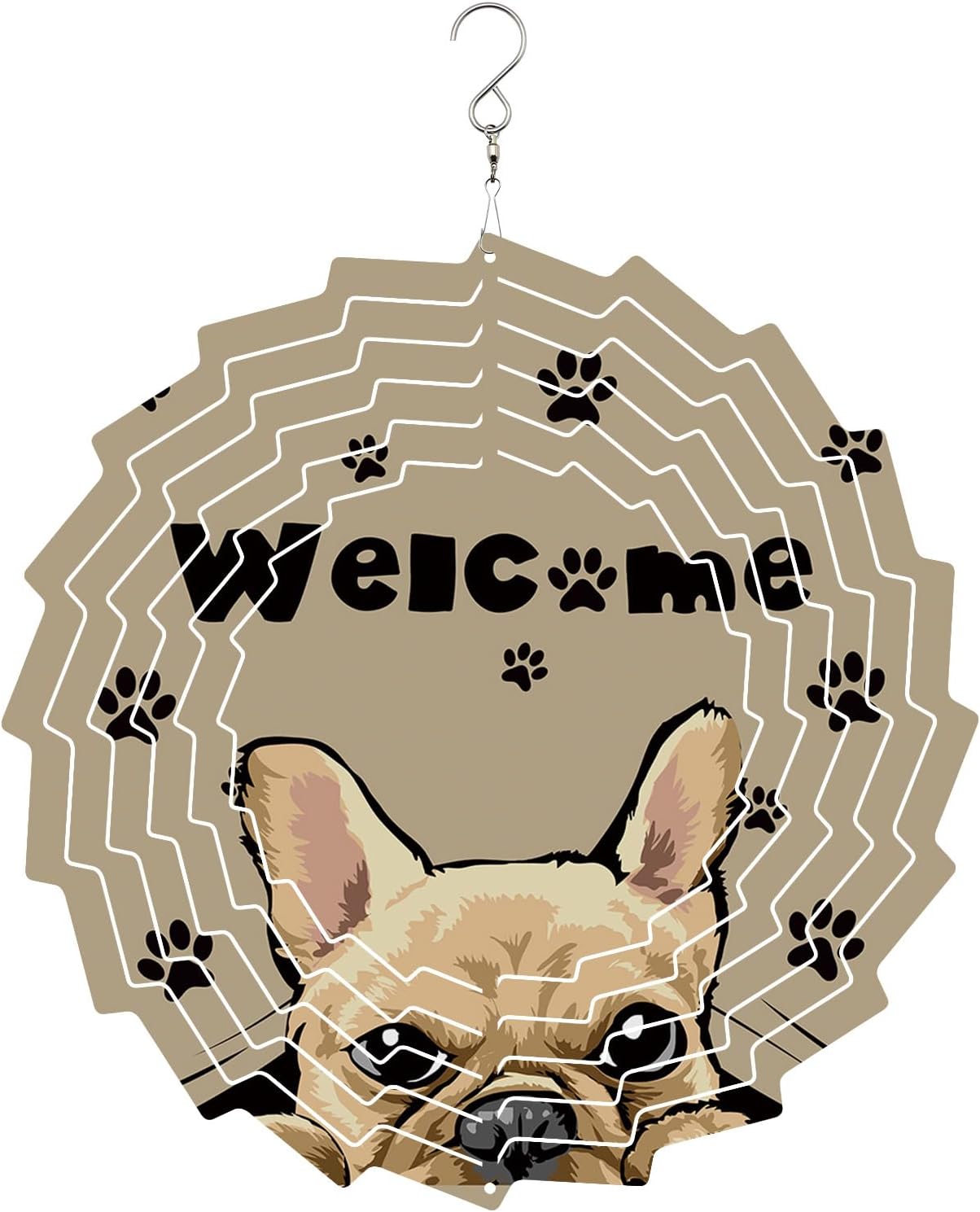 Amazon.com: Hanging Wind Spinners Outdoor Welcome Cute Dog and Dog Paw ...