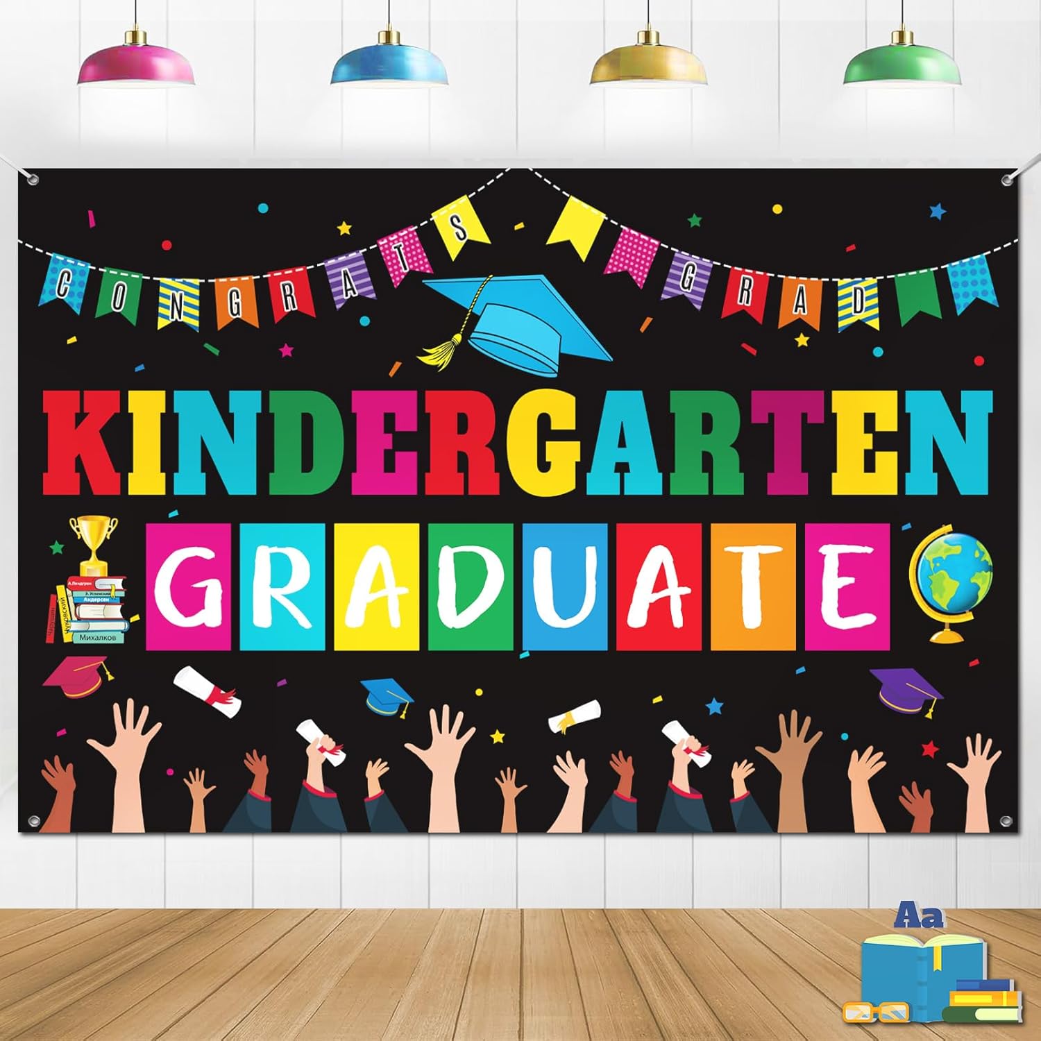 Amazon.com : Kindergarten Graduation Backdrop Banner, Kindergarten ...