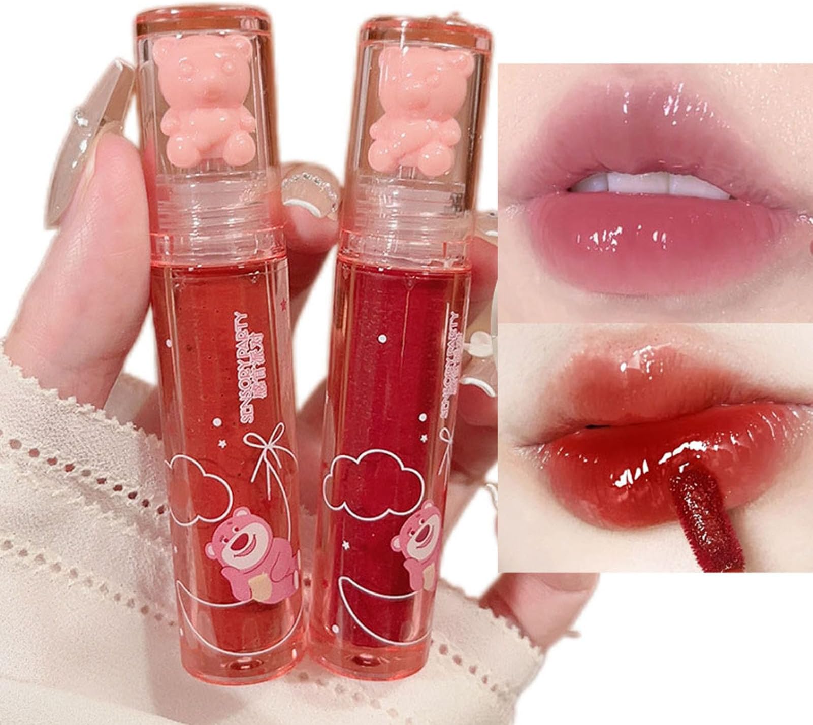 Amazon.com : Blopuivo 6 Colors Bear Lip Gloss,Jelly Lip Glaze,Cute ...