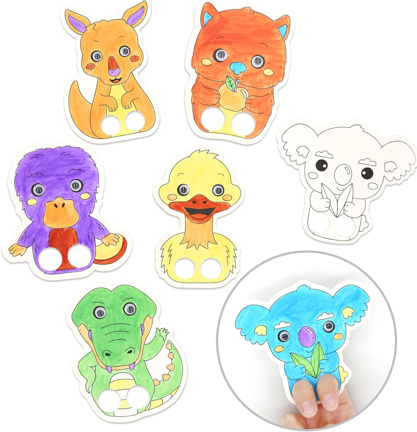 Amazon.com: VKPI 6 Card Finger Puppets for Kids, Role Play Coloring ...