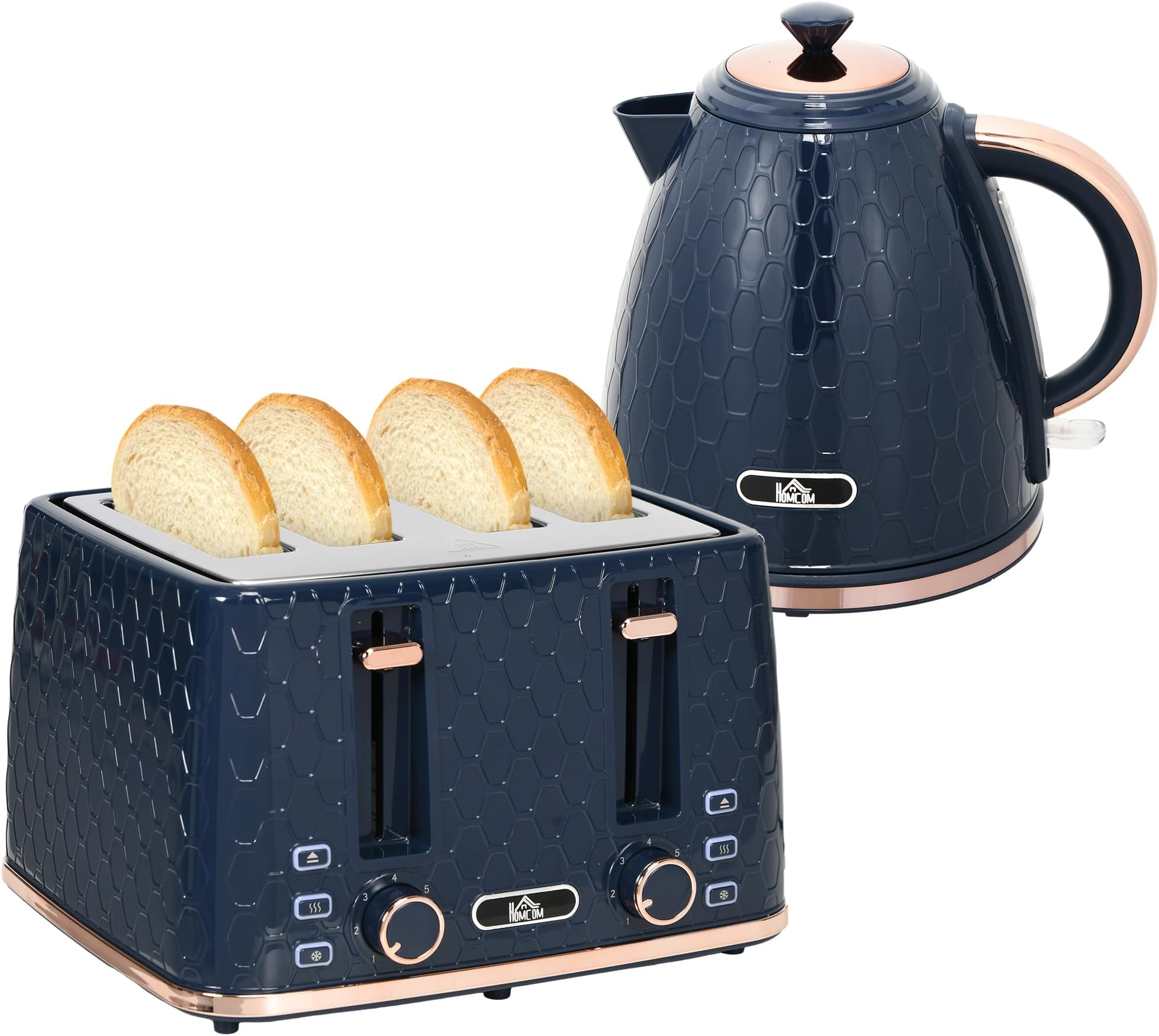 TOWER Empire Midnight Blue 1.7L 3KW Jug Kettle, 4 Slice Toaster and Set ...