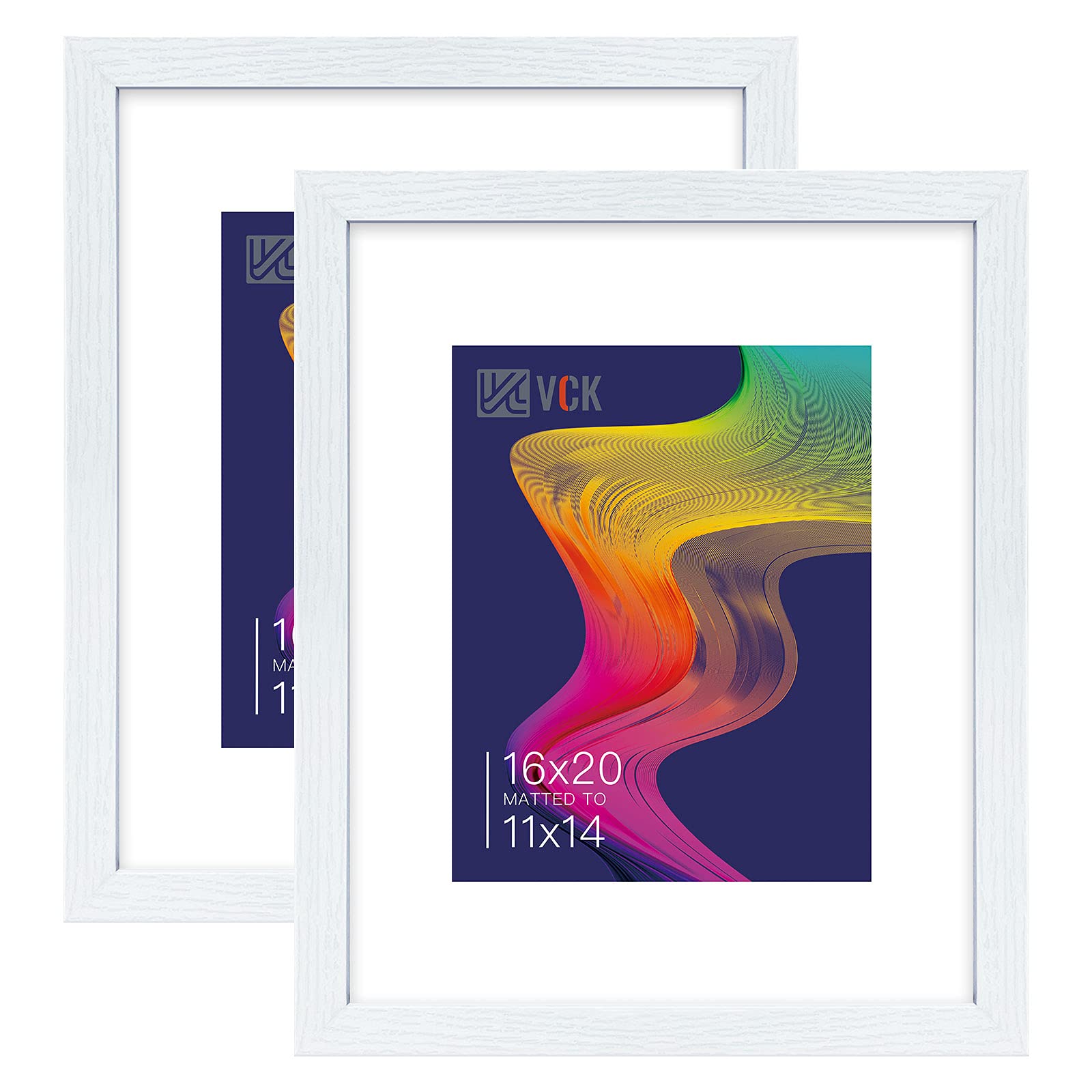 VCK 16x20 Picture Frame White Set of 2, Textures Exclusive Wooden ...