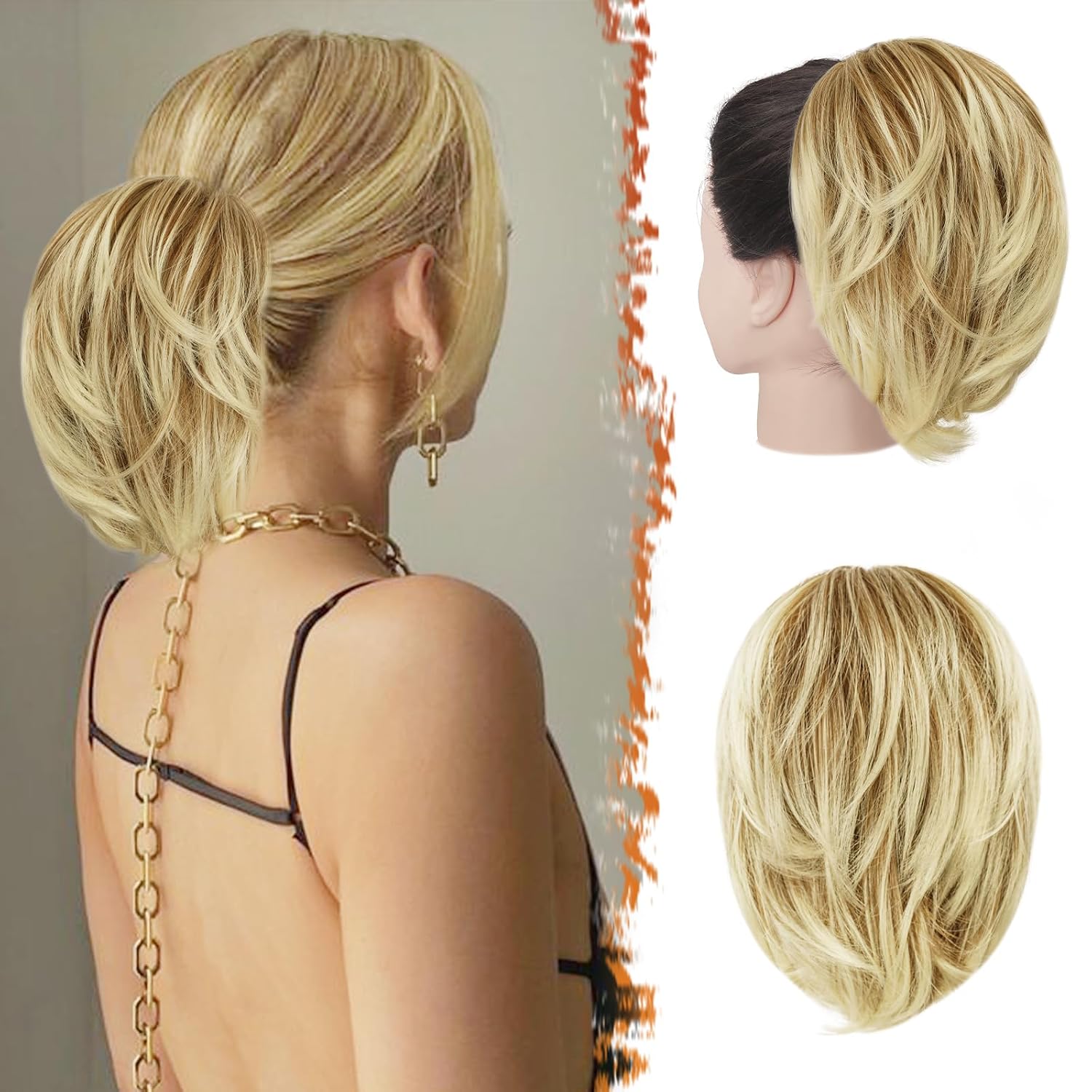 Amazon.com : BARSDAR Blonde Hair Bun Extension, 8 Inch Claw Clip Short ...