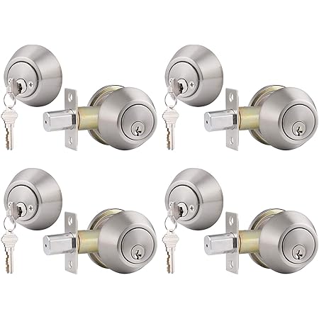 Double Cylinder Deadbolts Keyed on Both Side with Same Key in Satin ...