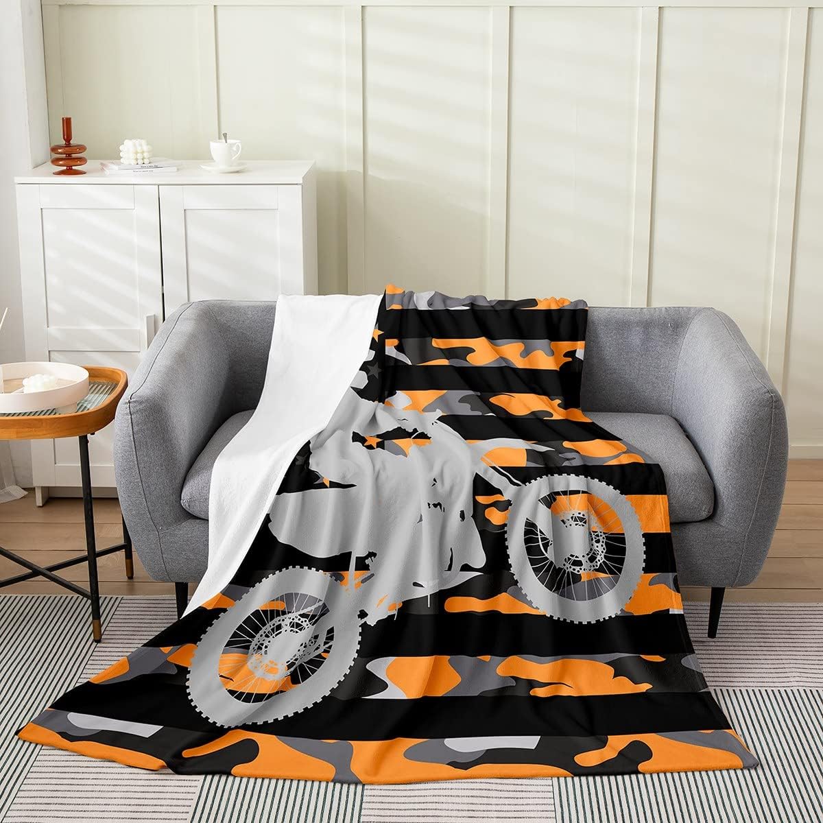Amazon.com: Feelyou Yellow Camouflage Dirt Bike Plush Throw Blanket ...