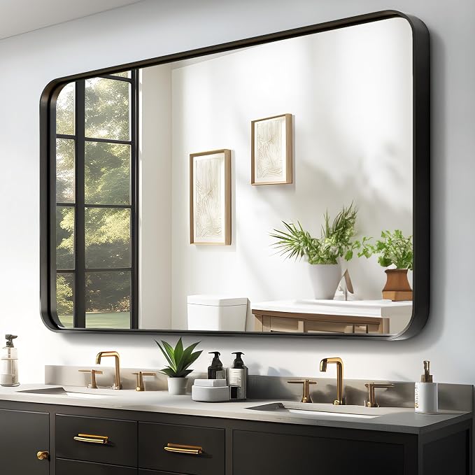 Amazon.com: NicBex 50x32 Inch Bathroom Vanity Mirror, Alloy Frame Wall ...
