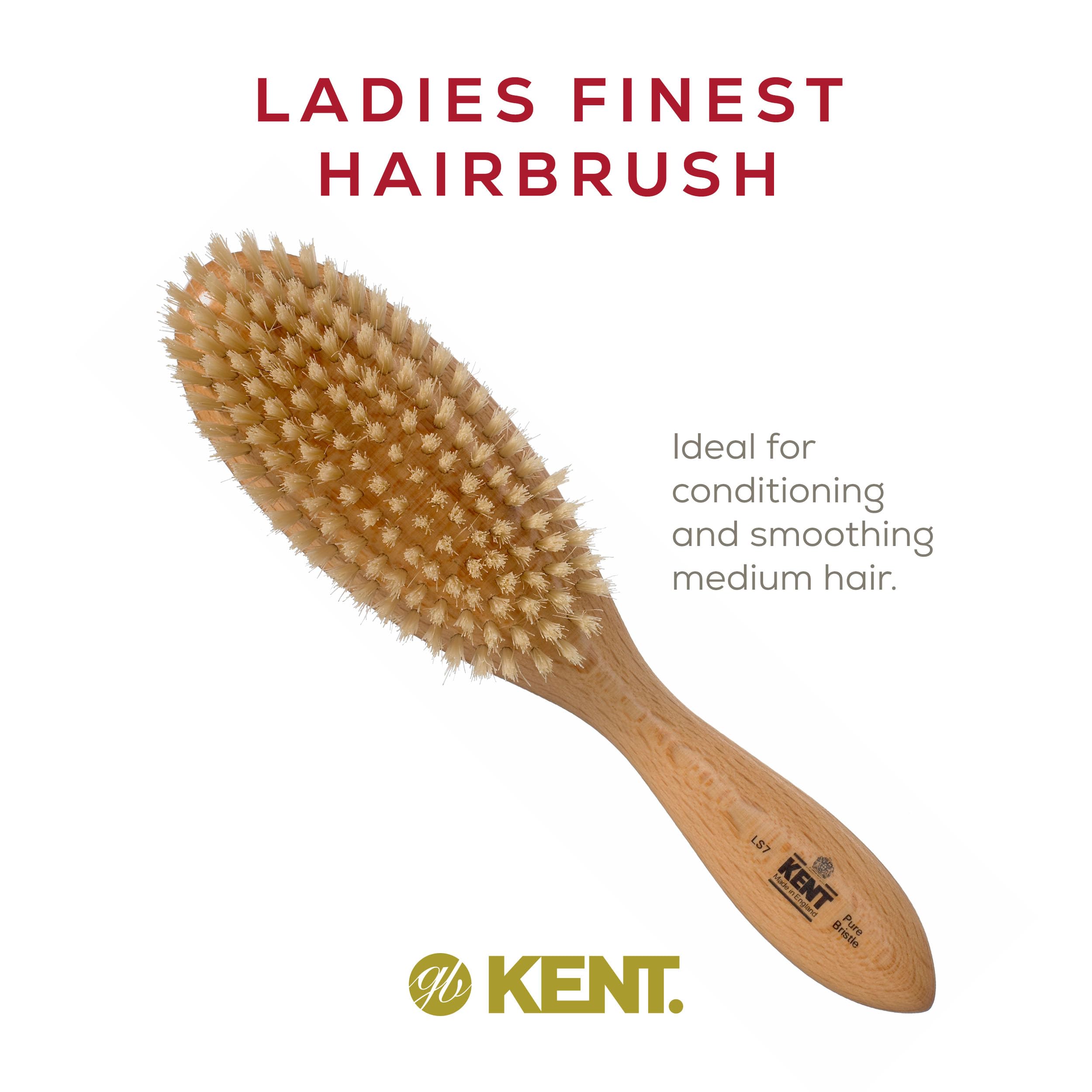 Snapklik.com : Kent LS7 Finest Satin Wood Oval Hair Brushes For Women - Natural White Boar ...