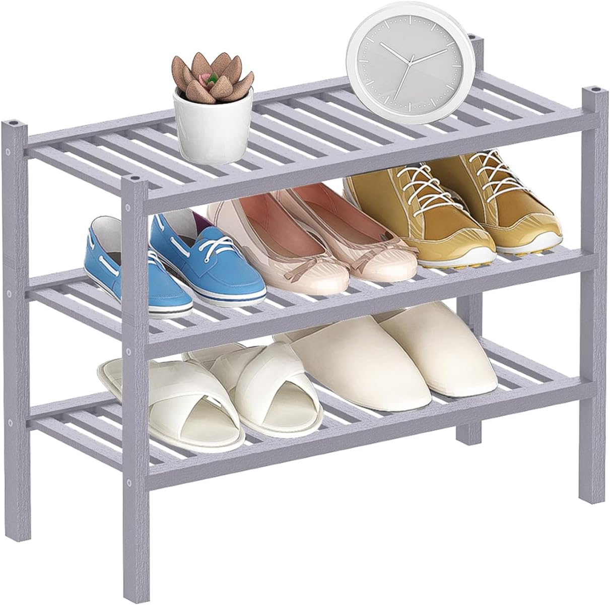 Amazon.com: Shoe Rack 3-Tier Organizer-Stackable Storage Shelf with ...