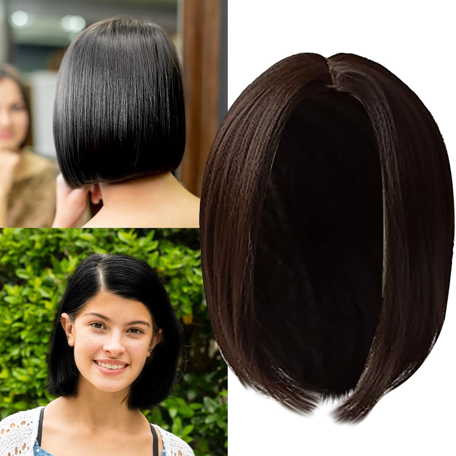 Amazon.com : Aubatece Satin Hair Bonnet Wigs Brazilian Virgin Straight ...