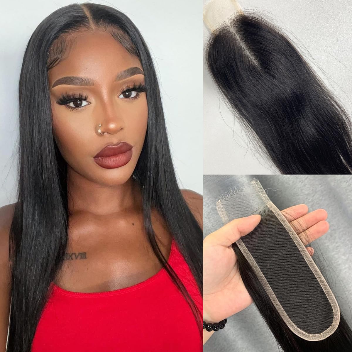 Amazon.com : myshow 2x6 Lace Closure Straight Virgin Human Hair 100% ...