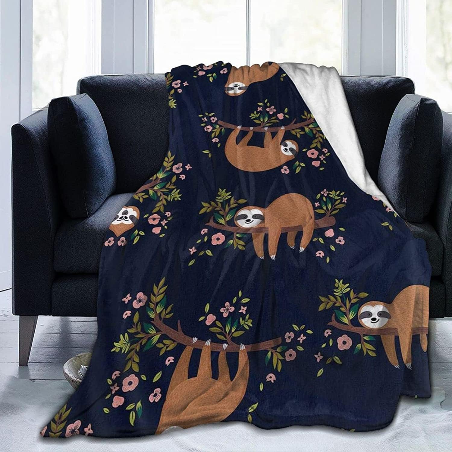 Amazon.com: AIDIYANG Sloth Blanket Throw Lovers, Adorable Super Star ...