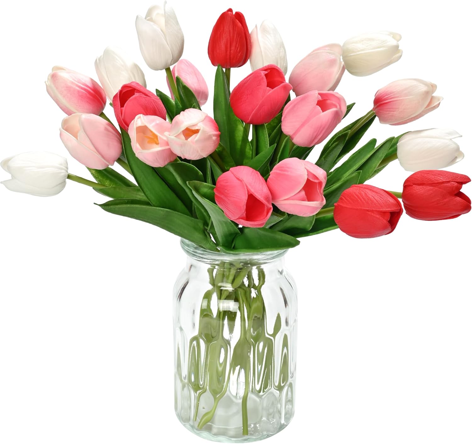 Amazon.com: Multicolor Tulips Artificial Flowers with Vase, 20 Pcs Faux ...