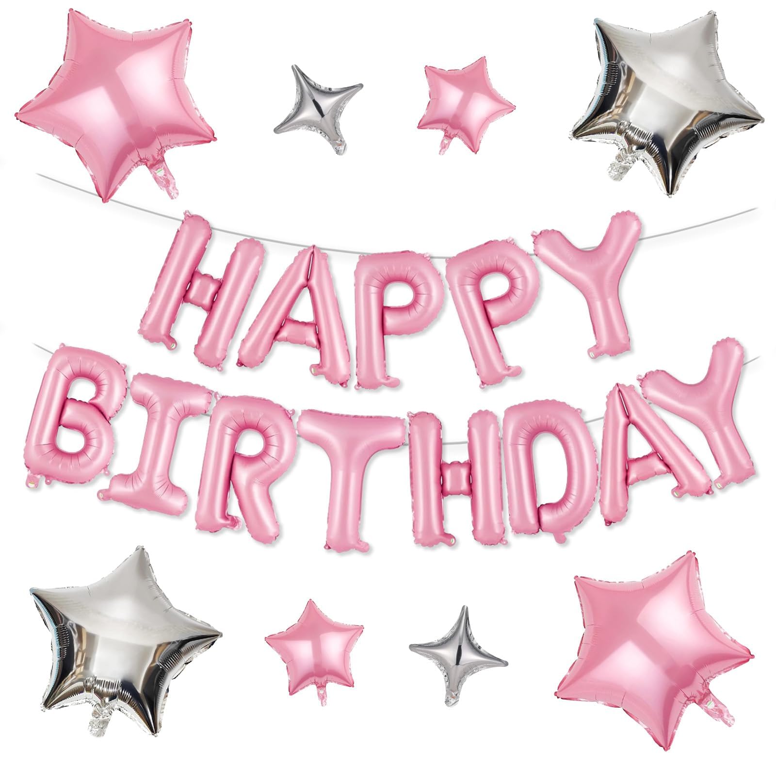 Amazon.com: FunHot Happy Birthday Balloons Banner, Pink Happy Birthday ...