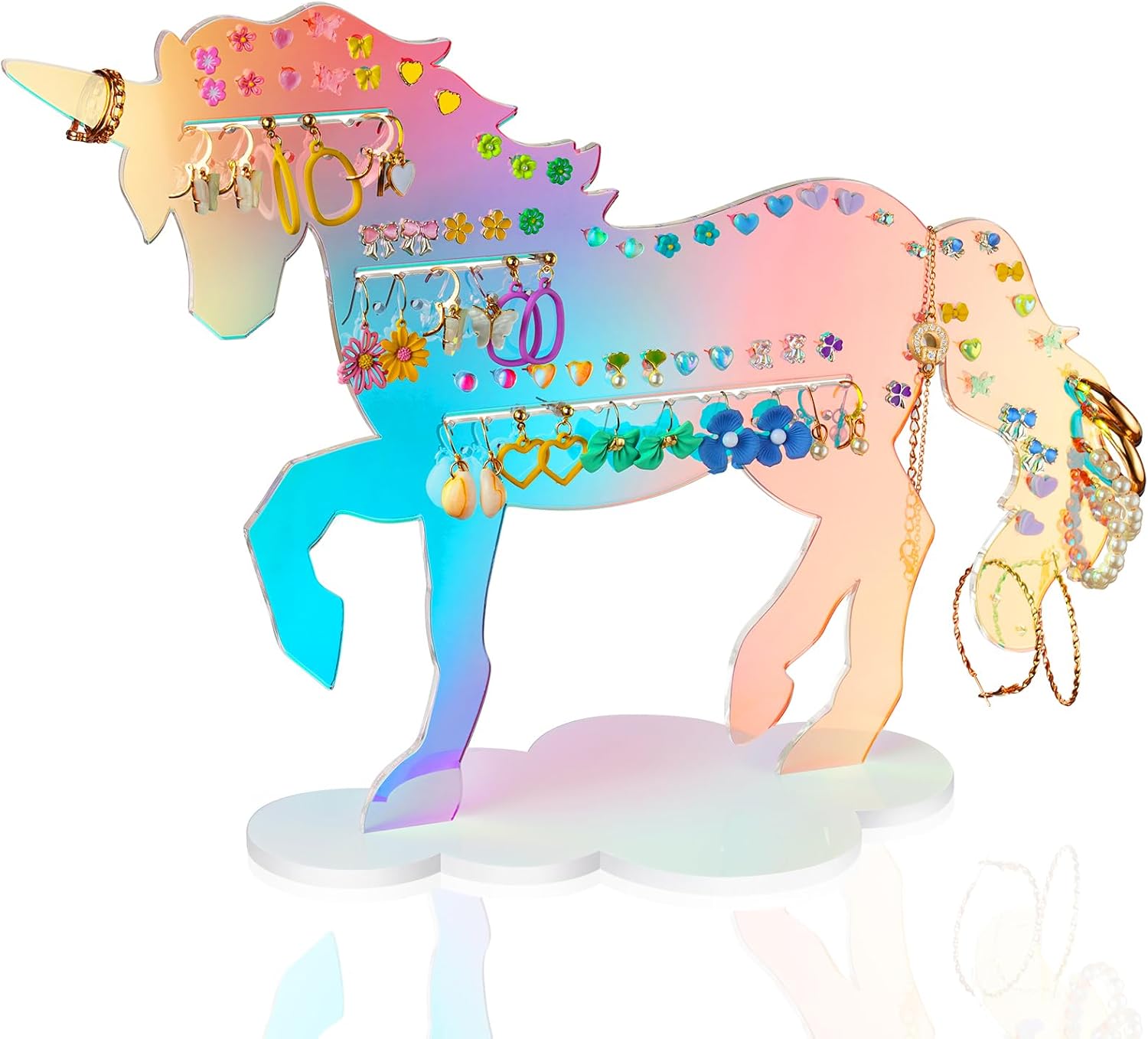 Amazon.com: NiHome Iridescent Acrylic Unicorn Earring Organizer Rack ...