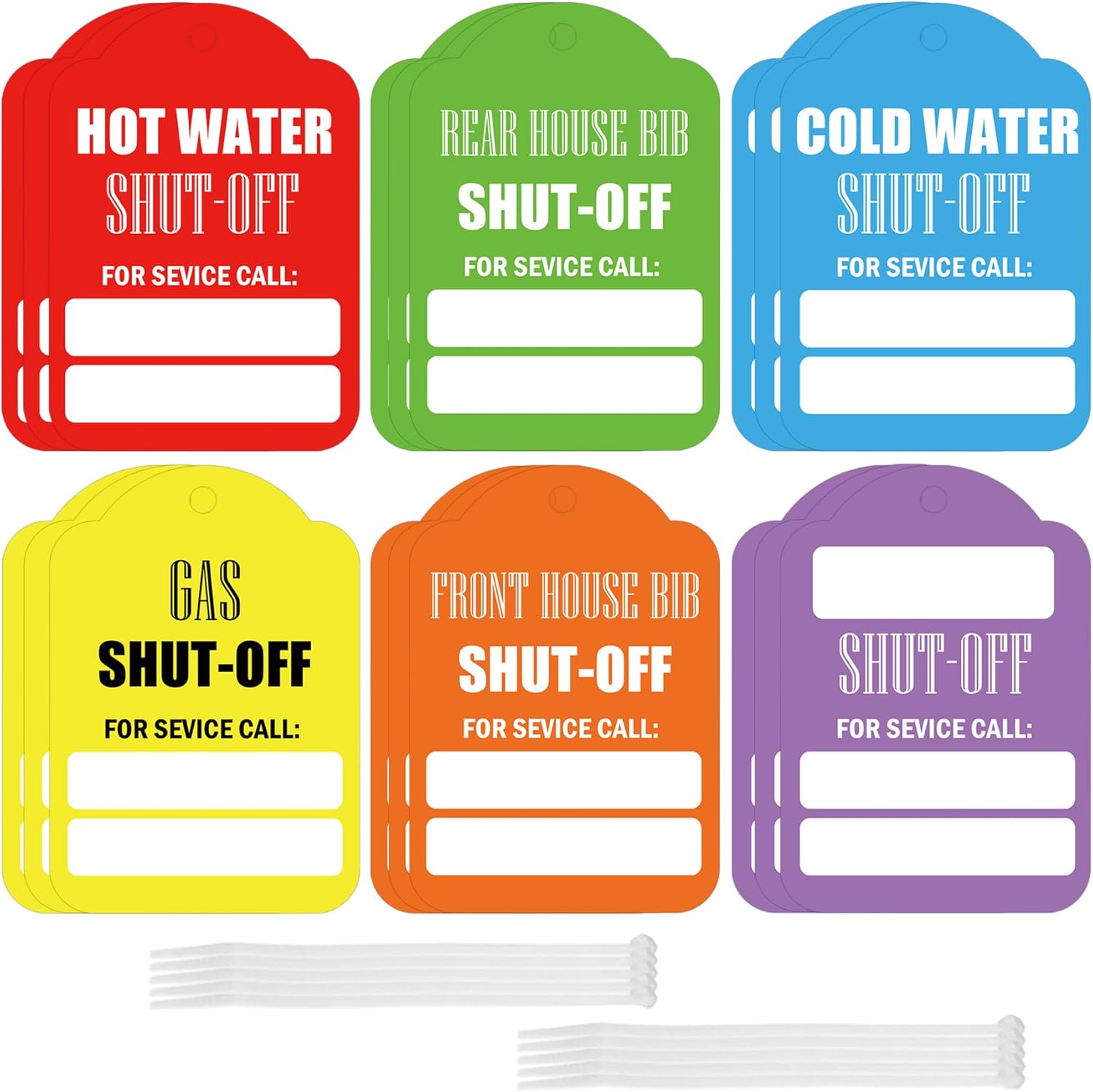 Identify Main Shut-Off Plumbing Tags 2.5 x 2 Water Main and Gas Off ...