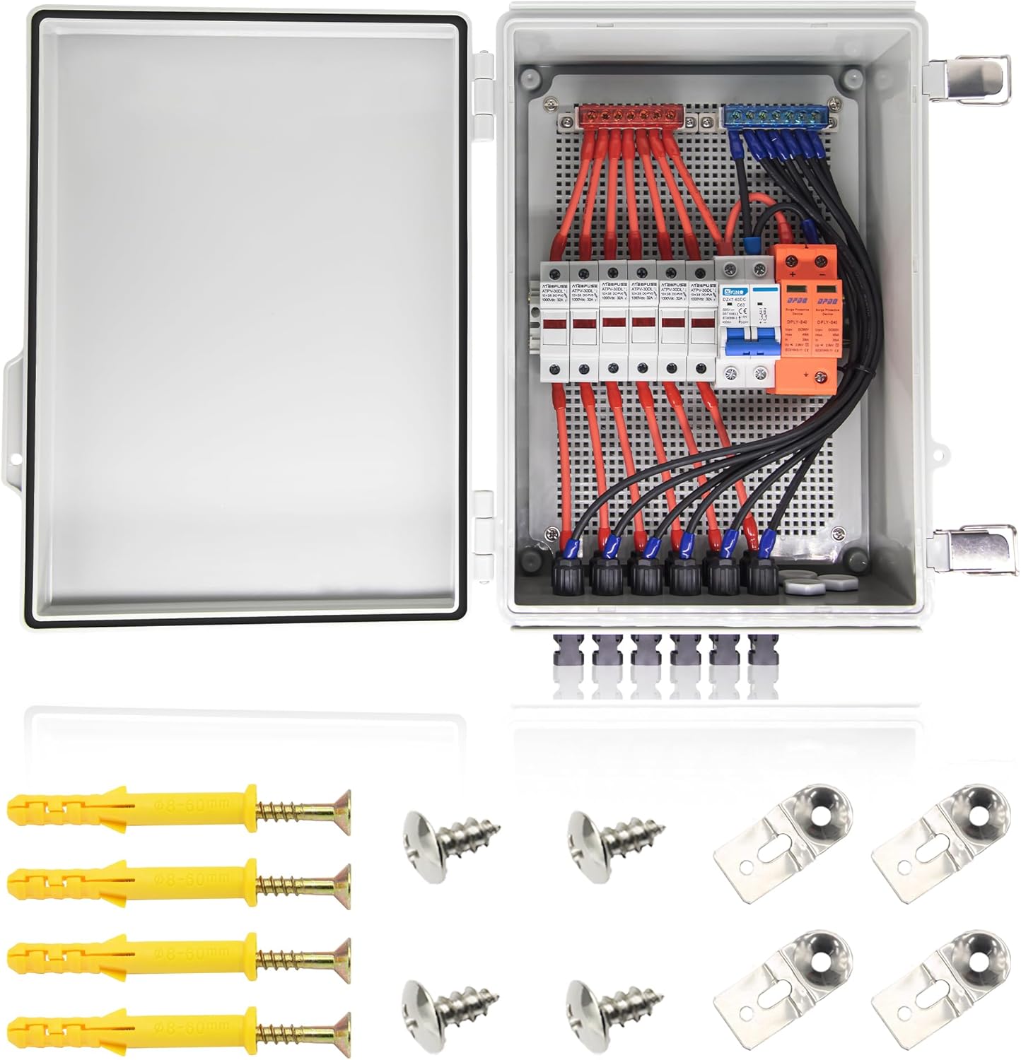 Amazon.com: 6 String Solar Combiner Box, IP65 Waterproof PV Combiner ...