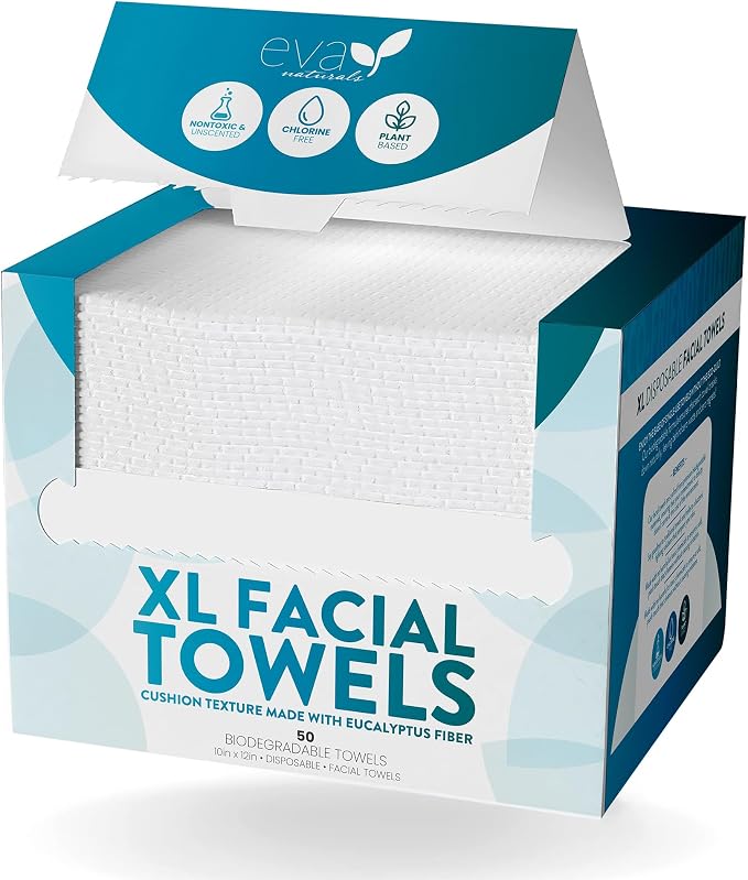 Disposable Facial Towels - XL Compostable Eucalyptus Fiber Towels for ...