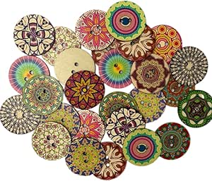 Amazon.com: 30-Pack 2 inch (50mm) Large Wooden Craft Buttons Mixed ...