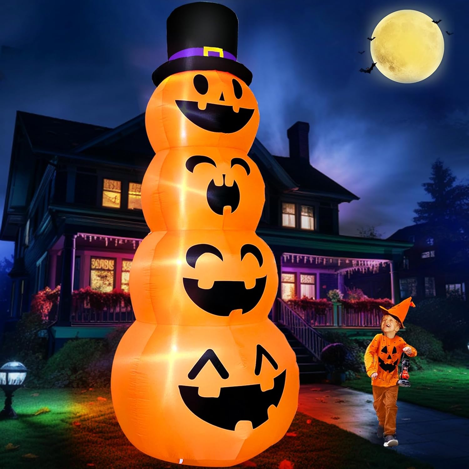 Amazon.com: TURNMEON 12 FT Giant Halloween Inflatables Stacked Pumpkins ...