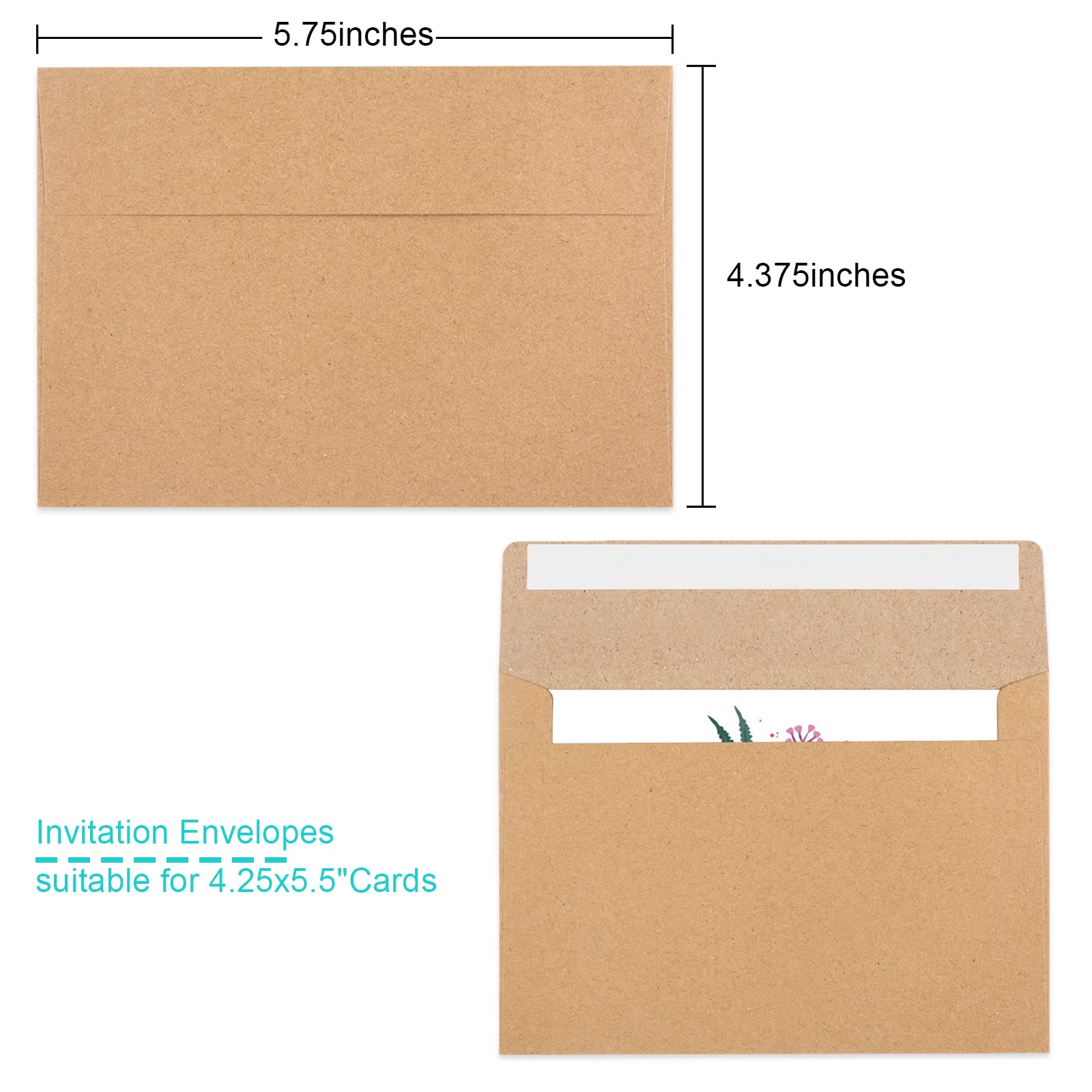 Snapklik.com : 70 Packs A2 Invitation Envelopes, Brown Kraft Envelopes ...