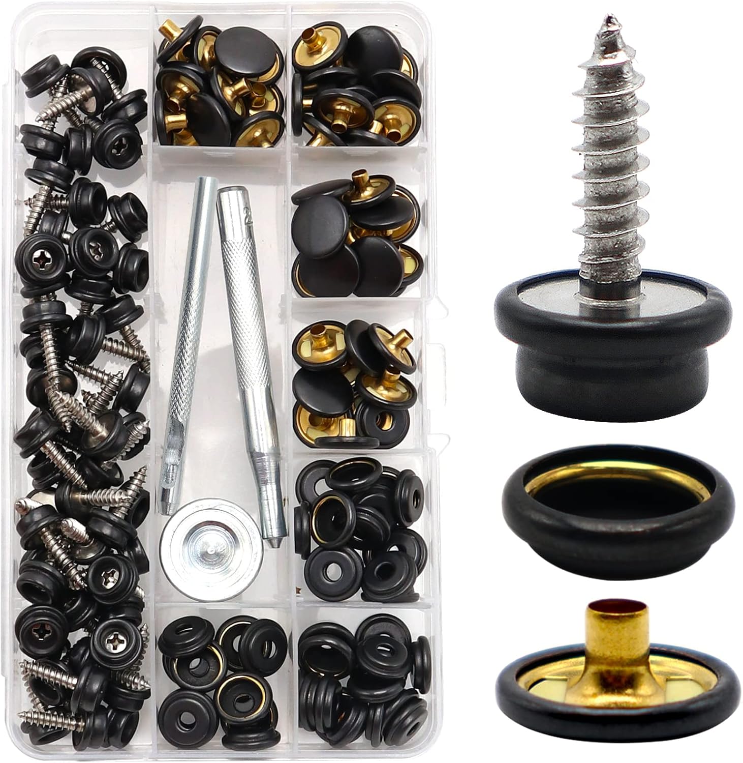 Amazon.com: 153 pcs Canvas Snap Kit,Metal Screws Upholstery Fasteners ...