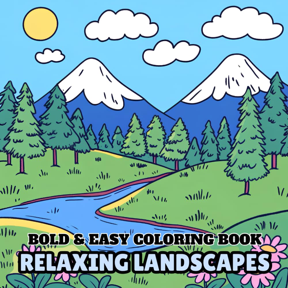 Amazon.com: Relaxing Landscapes Coloring Book: Bold and Easy Designs ...