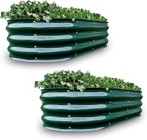 Gardmax 2 Pack Galvanized Raised Garden Bed, Lightweight Planter Boxes ...