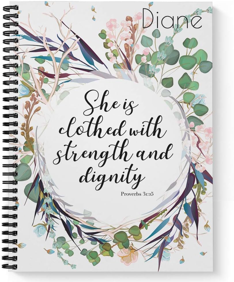 Amazon.com : Clothed With Strength Personalized Religious Notebook ...