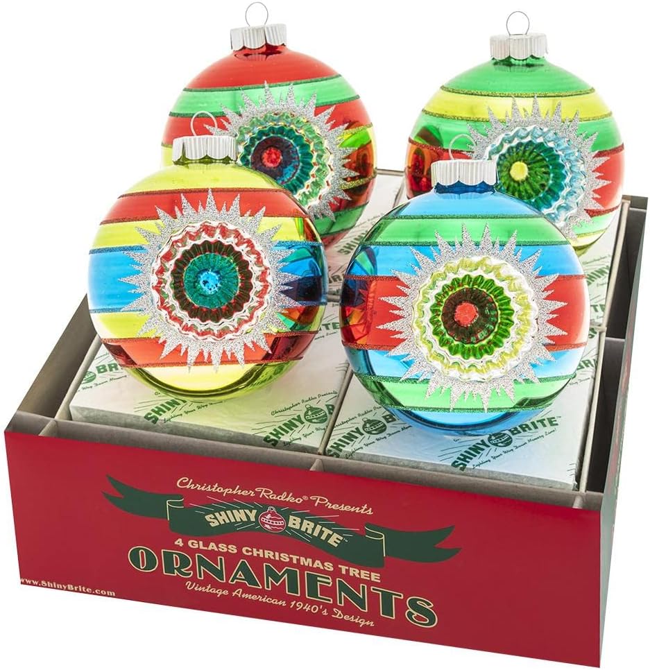 Amazon.com: Christopher Radko Shiny Brite Holiday Splendor 4 Count 4 ...