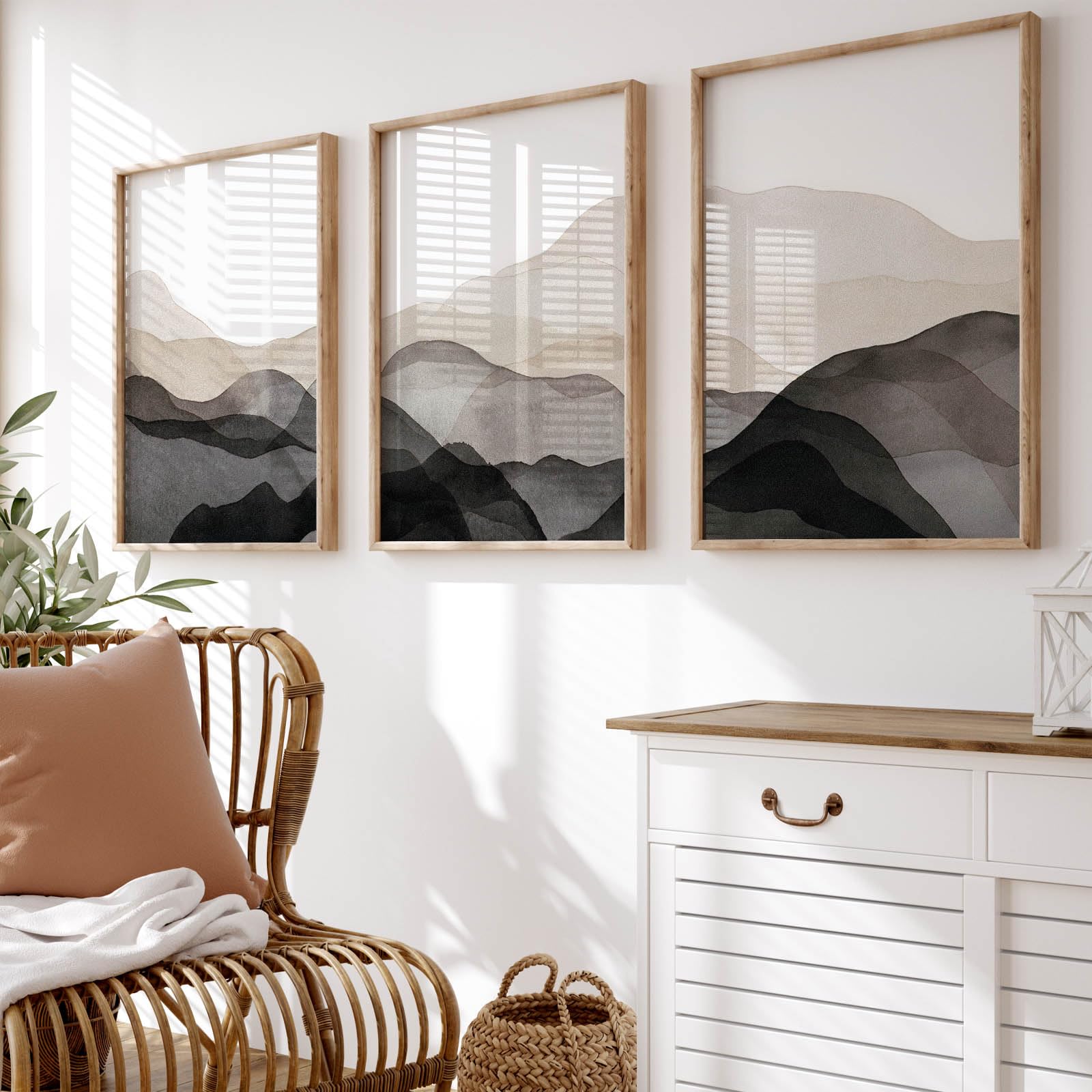 Amazon.com: Boho Mountains Prints Gray Mountains Wall Art Abstract ...