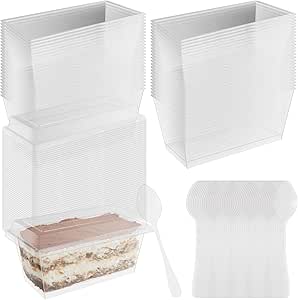 Amazon.com | DJAPWPX-50 Pcs Dessert Cups with Lids and Spoons Clear ...