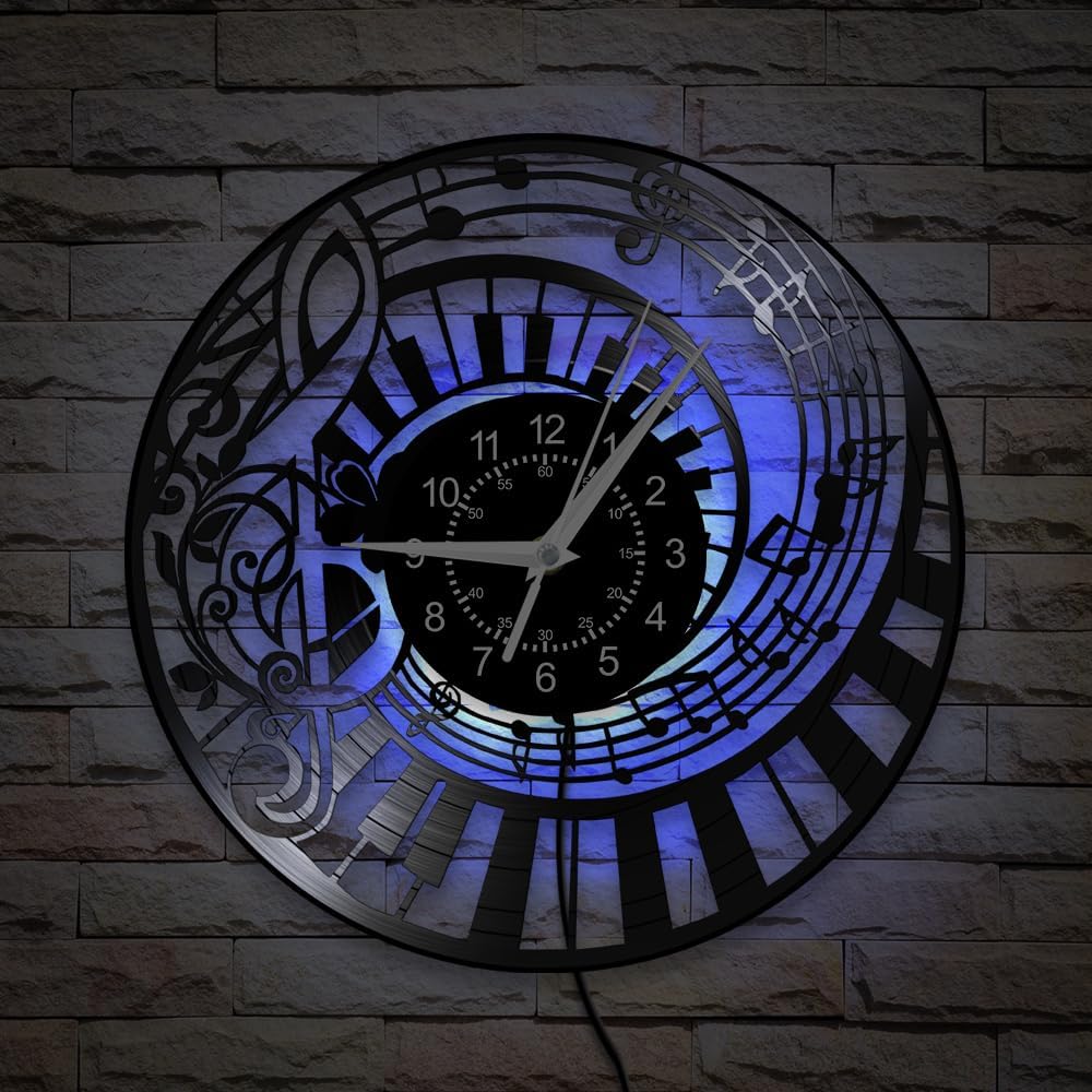 Amazon.com: TIMEGLOW 12'' Musical Instrument Piano Wall Clock 7 Kinds ...