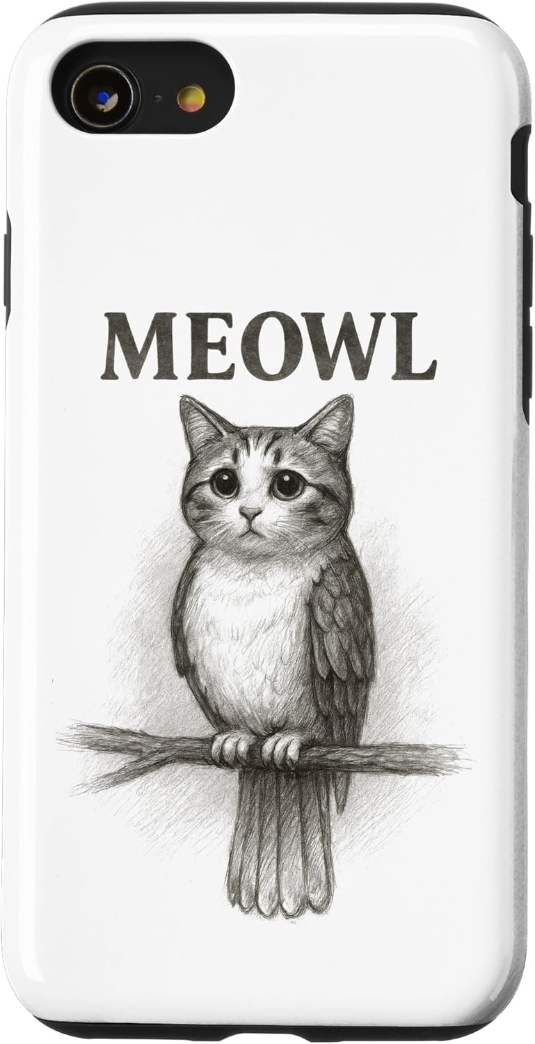 Hülle für iPhone SE (2020) / 7/8 Meowl Sketch - Meow Cat Owl Brainrot ...