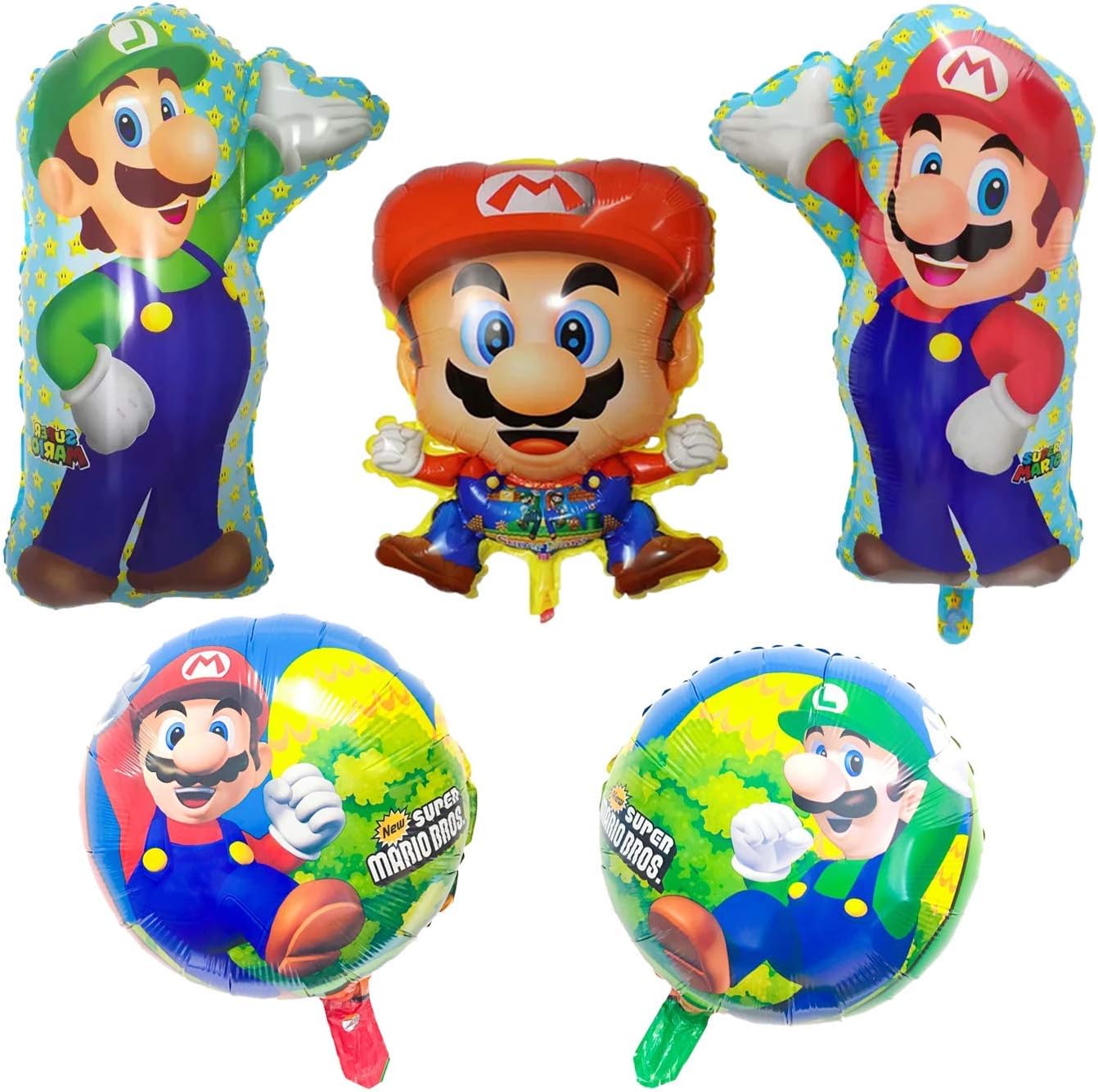 Amazon.com: 5 Pcs Super Mario Bros Foil Balloons for Kids Gift Birthday ...