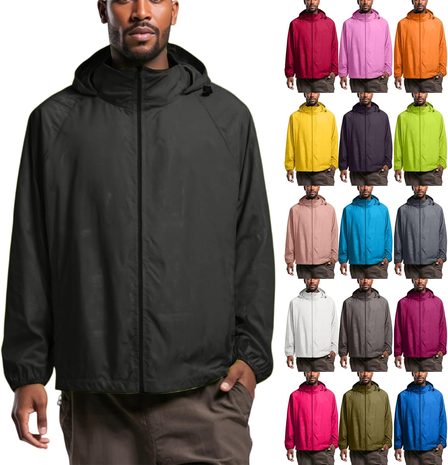 Amazon.com: lcyhony Windbreaker Jackets for Men Lightweight Waterproof ...