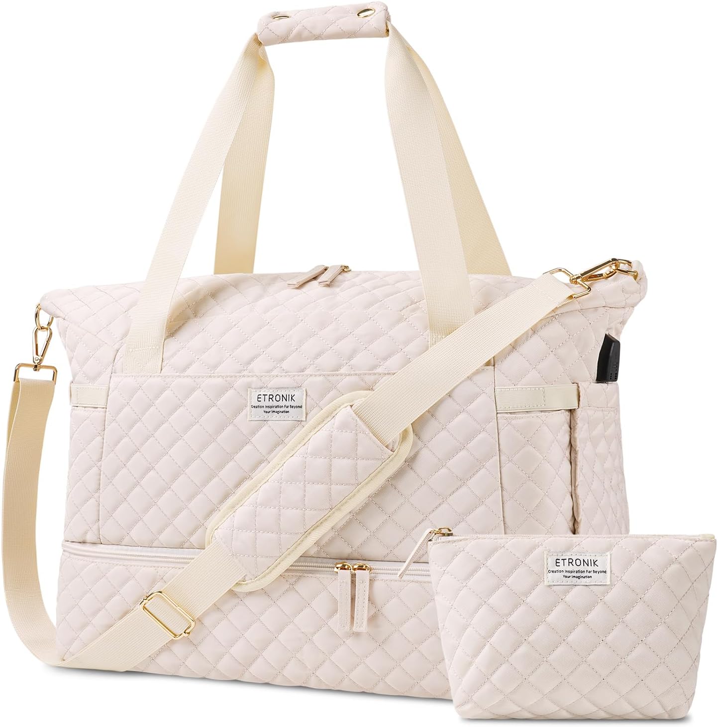 Amazon.com: ETRONIK Travel Bag for Women, Gym Duffel Bag with USB ...