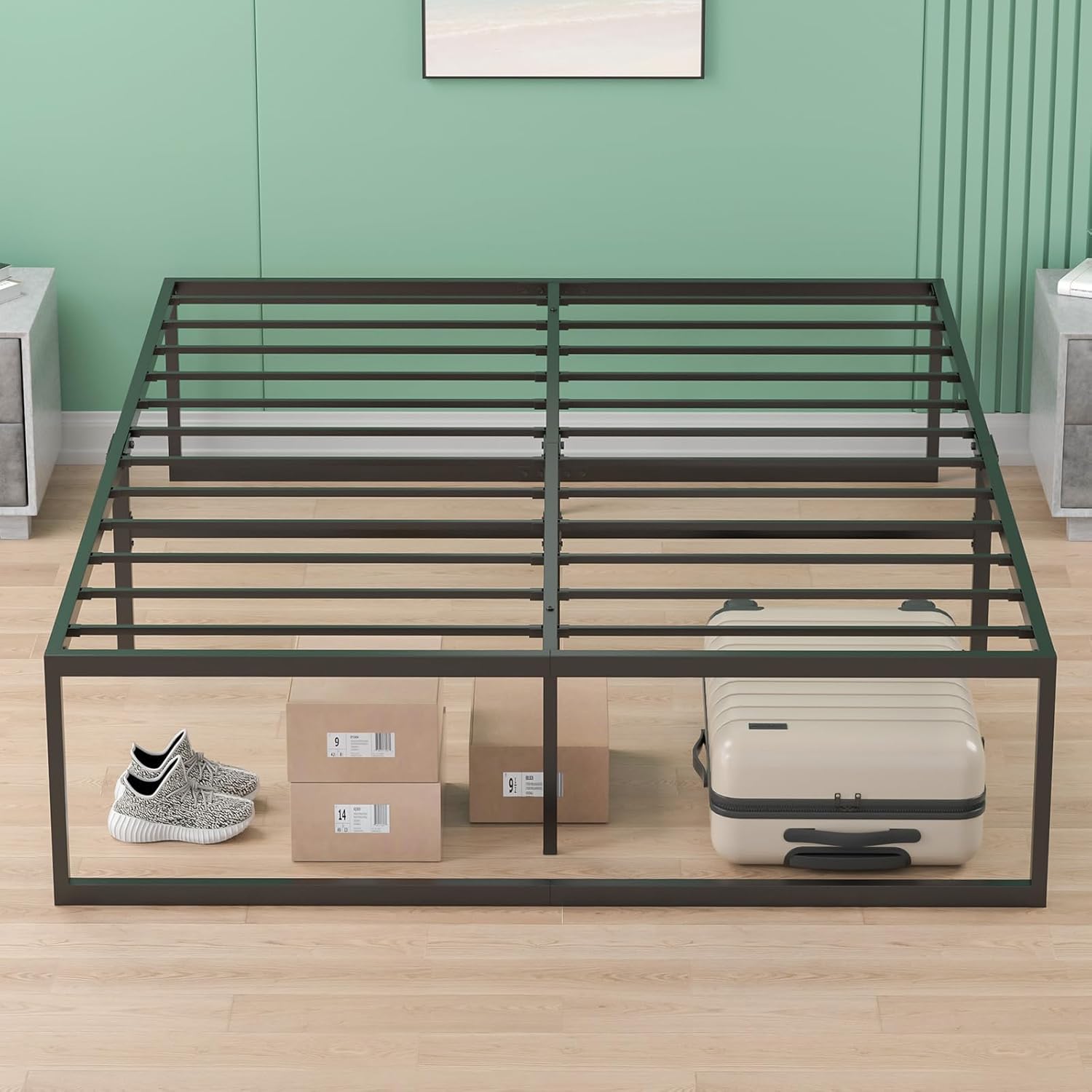 Ufurniture 39cm Single Bed Frame Base, Industrial Heavy Duty Metal ...