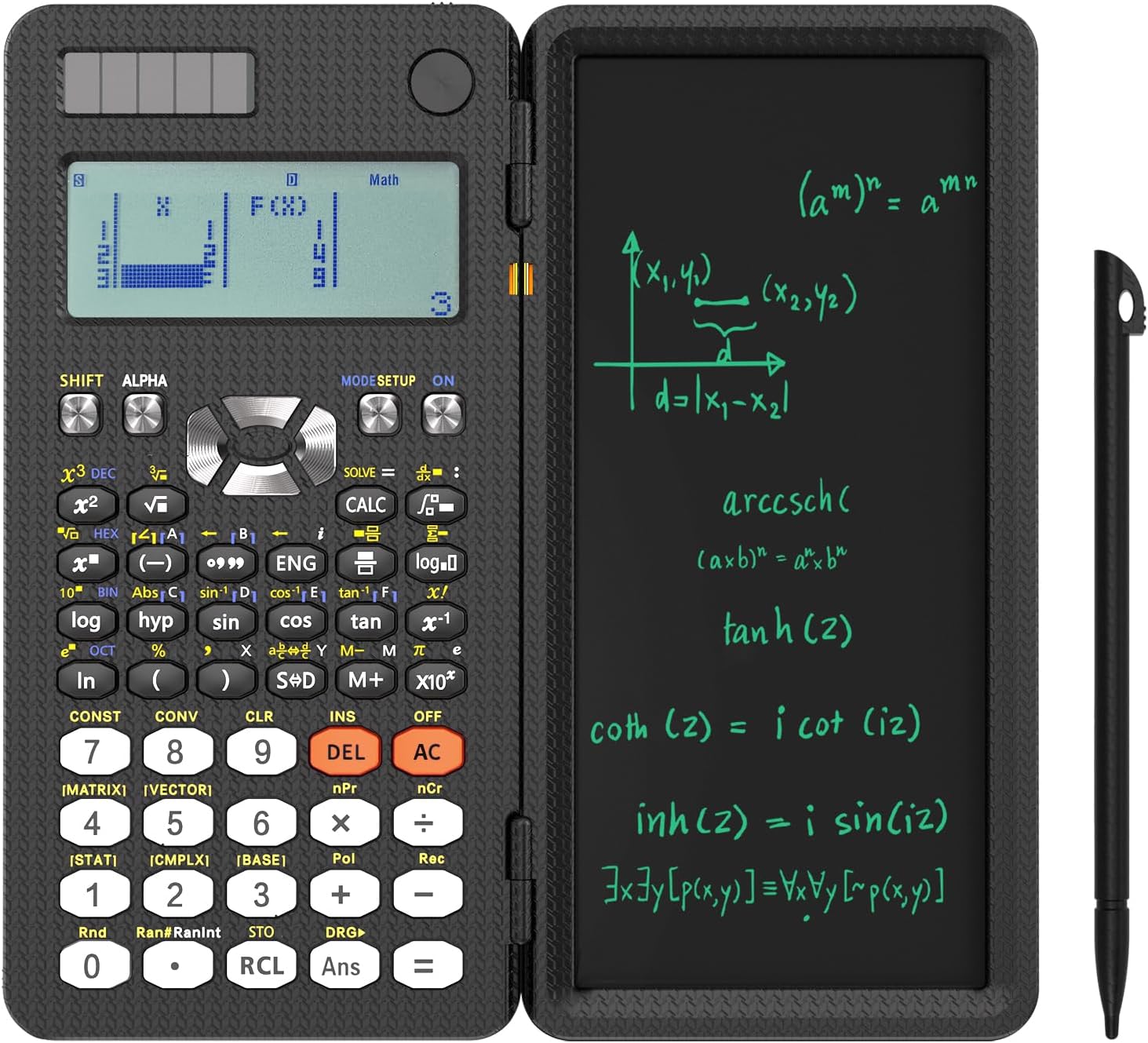NEWYES Engineering Scientific Calculator with Writing Tablet, 417 Function with Solar Battery ...